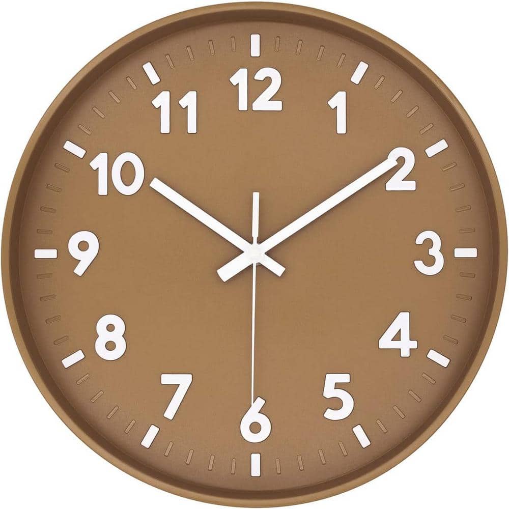 UPC 757567499234 - 12 in. Brown Analog Wall Clock Silent Non-Ticking ...