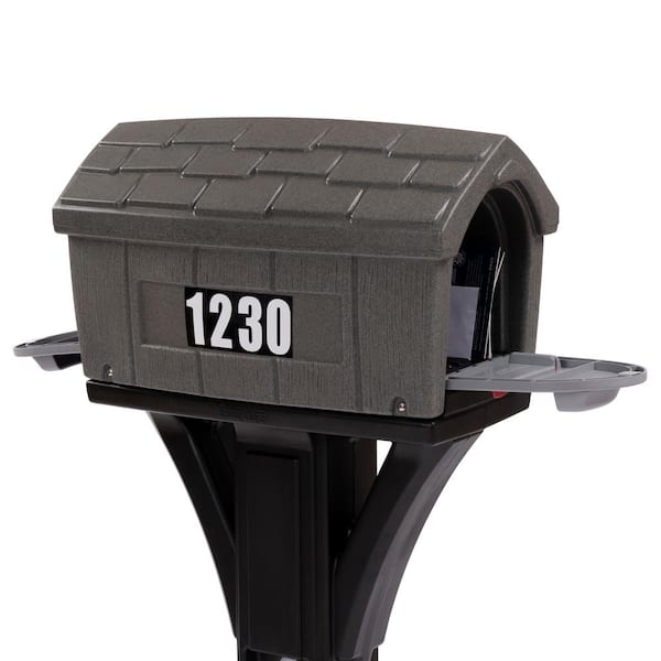 Simplay3 Classic Home Gray Stone / Black Post Mount Mailbox Simplay3 Classic Home Gray Stone / Black Post Mount Mailbox