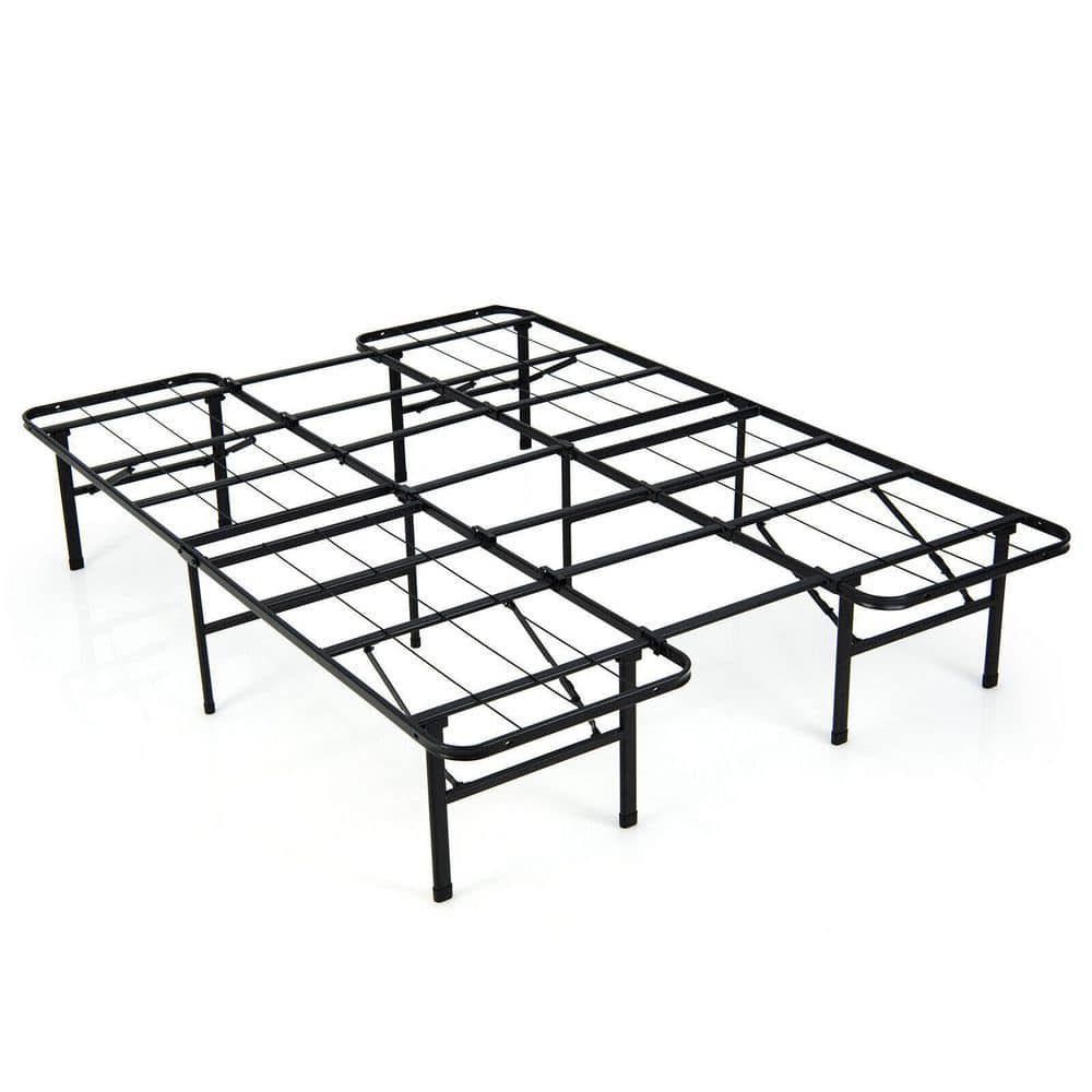 ANGELES HOME Black Steel Frame Full Size Platform Bed with Folding, Not ...