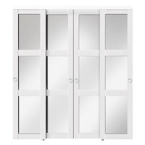 Reviews for TENONER 96 in. x 80 in. 3 Lite Mirrored Glass White PVC ...