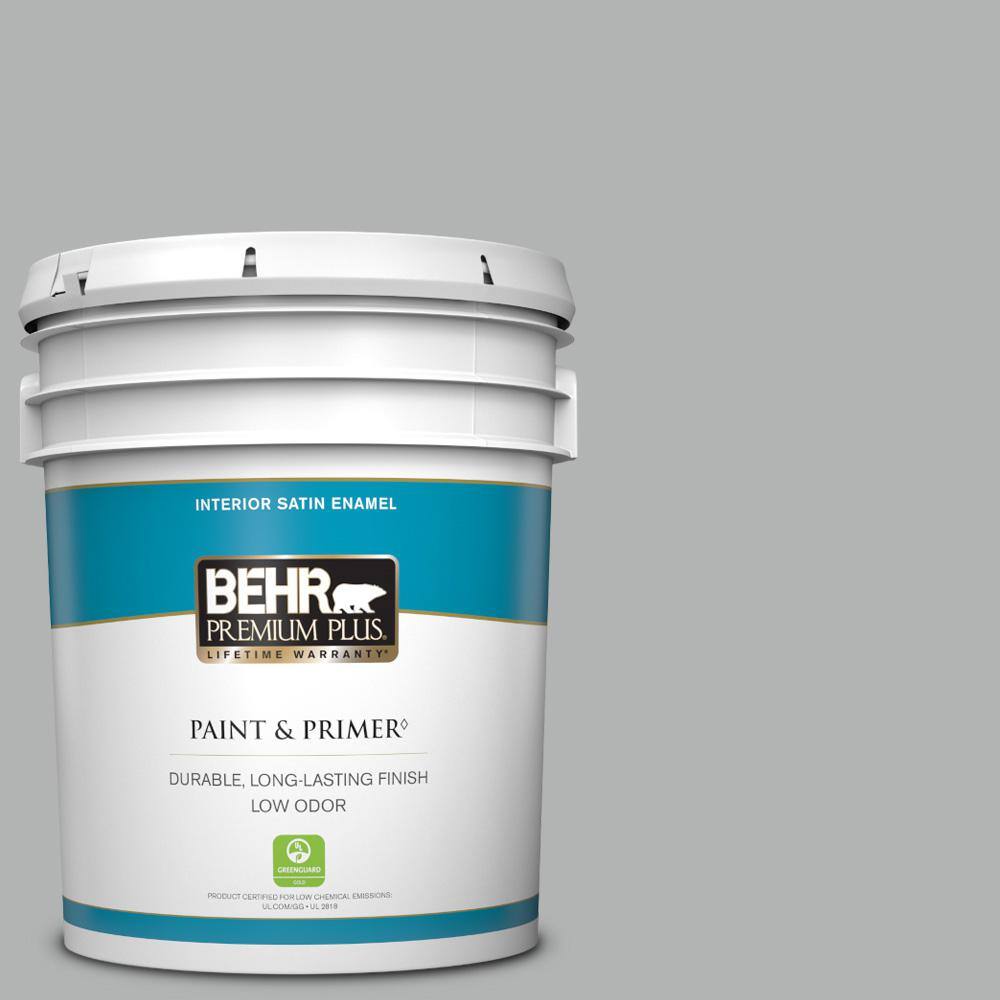BEHR PREMIUM PLUS 5 gal. #PPU26-08 Silverstone Satin Enamel Low Odor ...