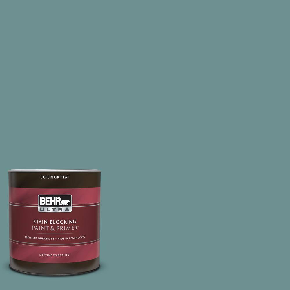 BEHR ULTRA 1 qt. #500F-6 Hallowed Hush Flat Exterior Paint & Primer ...