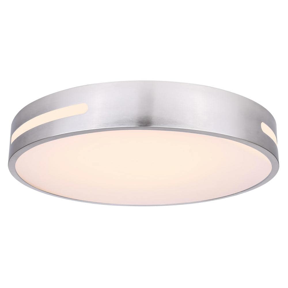 CANARM NIVEN 20 in. 1 Light Integrated LED Brushed Nickel Modern Flush ...