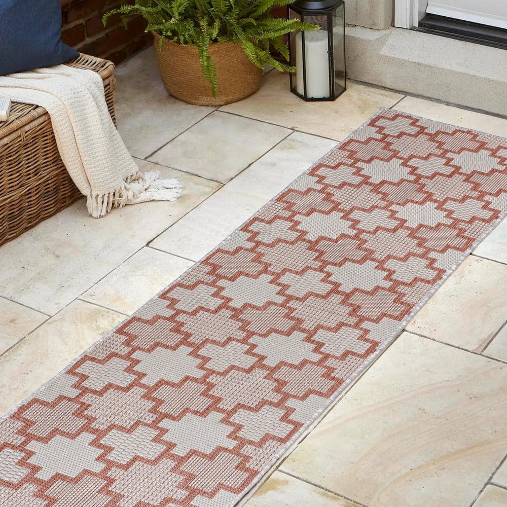 JONATHAN Y Cyrus Salmon/Cream 2 ft. x 8 ft. Modern Geometric Tile ...