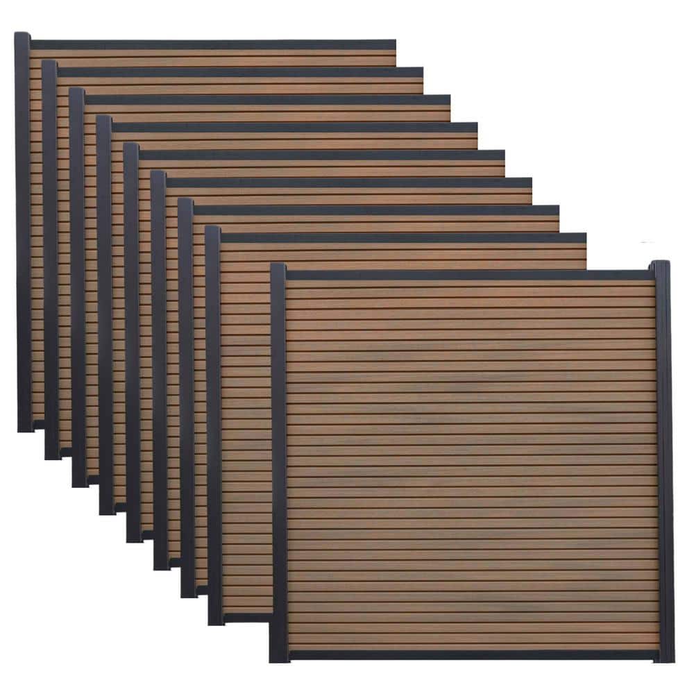 Frame It All 6 ft. x 6 ft. Riviera Composite Fence Panel Teak (10-Pack ...