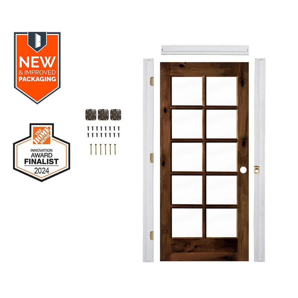 Krosswood Doors 30in.x80in. Left-Hand 10-Lite ClearGlass RedMahogany ...