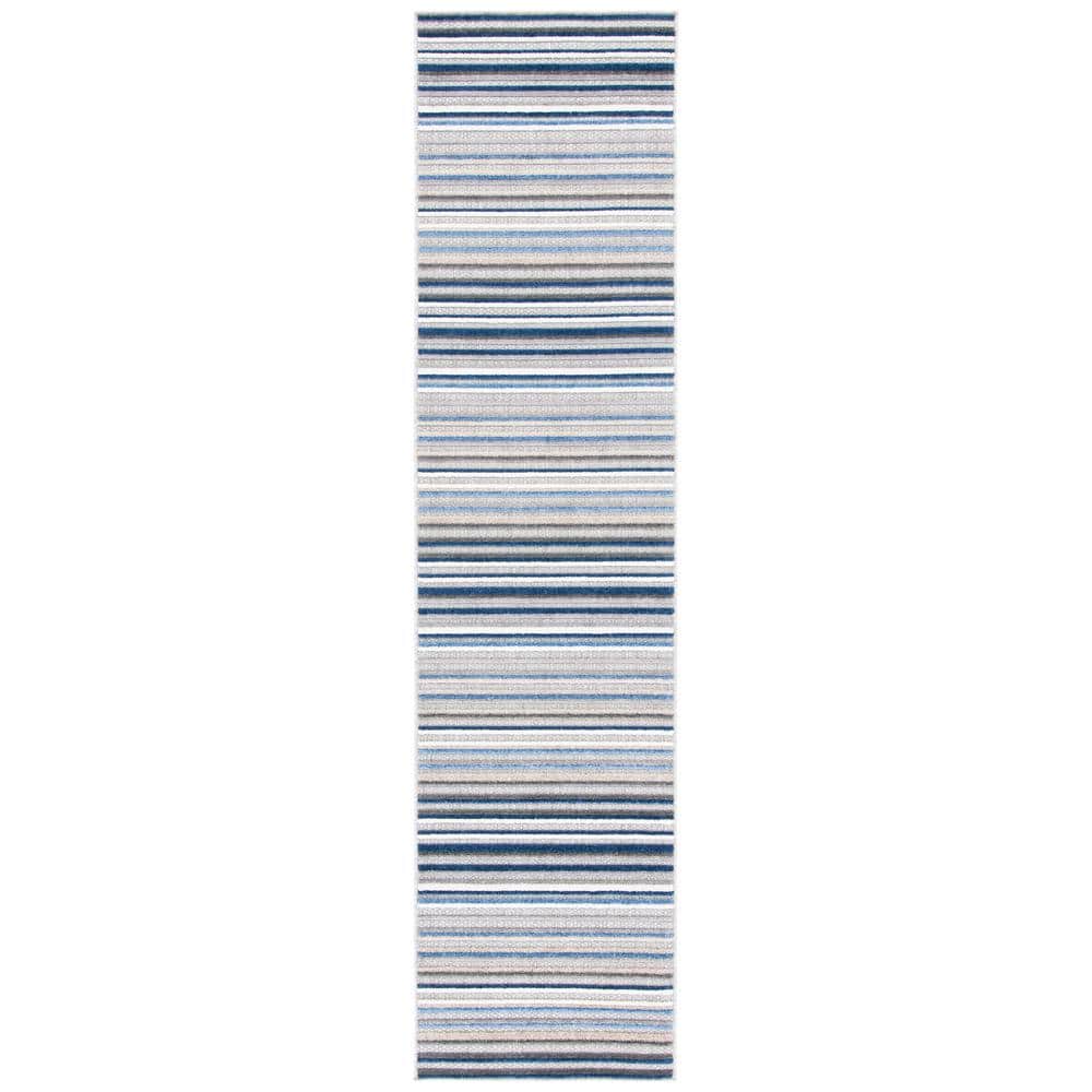 SAFAVIEH Cabana Gray/Blue 2 ft. x 11 ft. Striped Indoor/Outdoor Runner ...