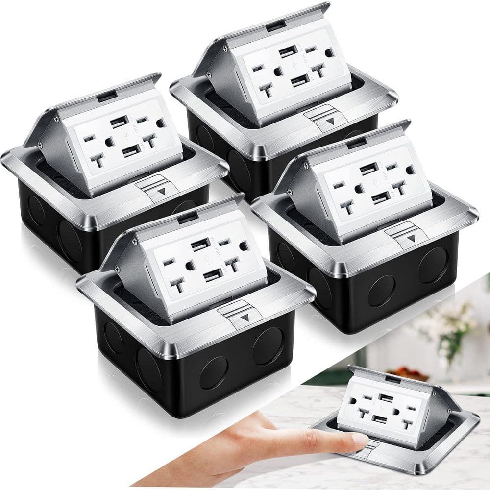Silver 20A Weatherproof, Tamper Resistant Pop up Floor, Counter Top ...