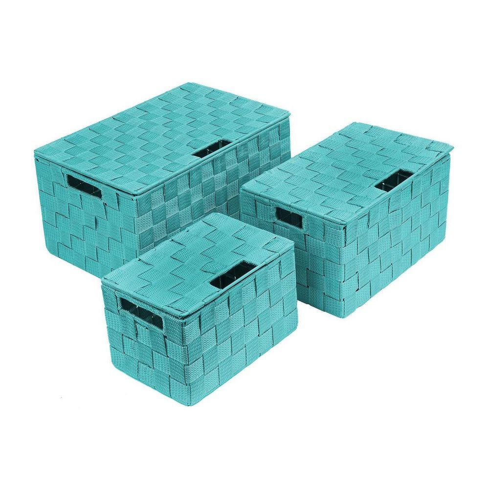 Green 13.5 in. x 6.8 in. Polypropylene Decorative Basket Set of 3 with ...