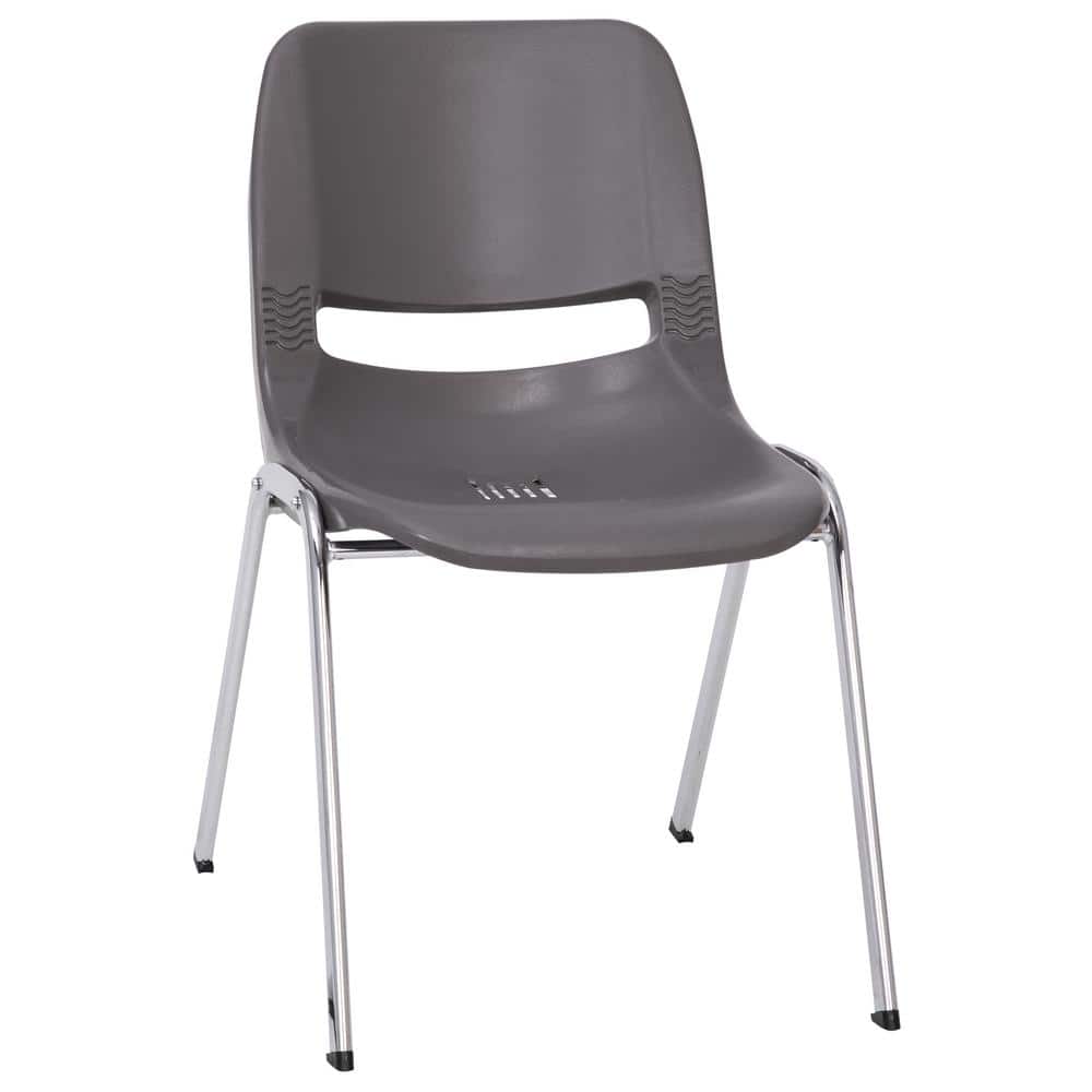 Carnegy Avenue Gray Plastic/Chrome Frame Plastic Stack Chair CGA-RUT ...