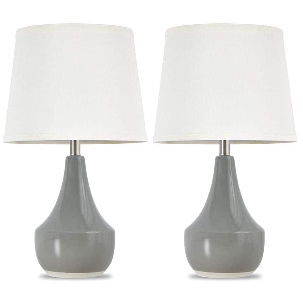 19 in. Gray Ceramic Lantern Table Lamp for Living Room 2-Pack Lamp-416 ...