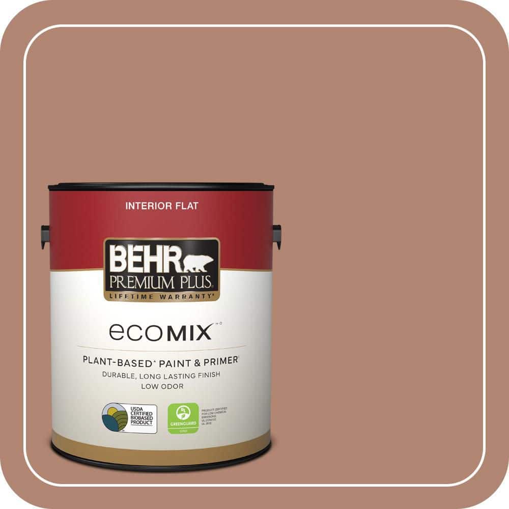 BEHR PREMIUM PLUS 1 gal. #220F-5 Light Mocha Flat EcoMix Plant-Based ...