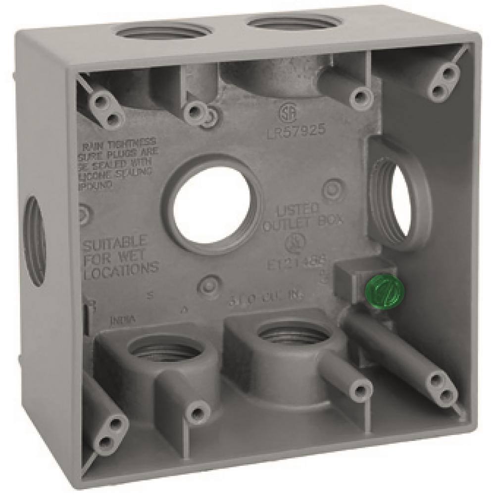 Commercial Electric 2-Gang Metal Weatherproof Side Entry Electrical ...