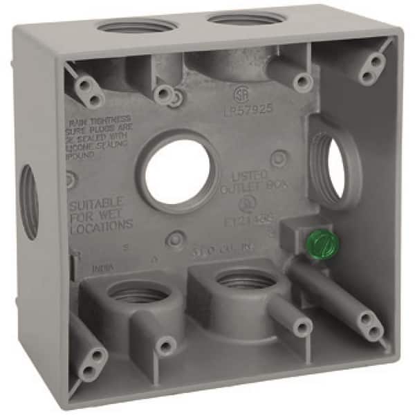 Commercial Electric 2-Gang Metal Weatherproof Side Entry Electrical ...