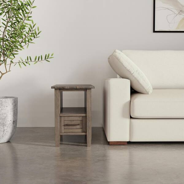 Simpli Home Ela Solid Wood 14 in. Wide Rectangle Transitional Narrow ...