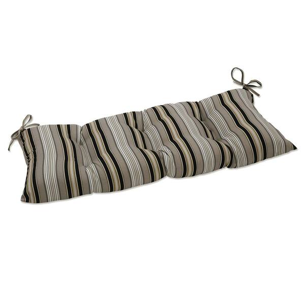 Pillow Perfect Striped Rectangular Outdoor Bench Cushion in Black ...