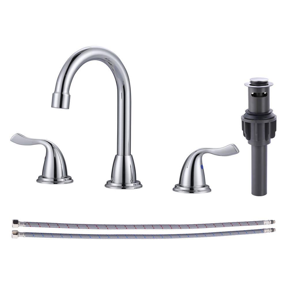 8 in. Widespread 2-Handle Bathroom Faucet with Pop-up Drain 3-Hole 360 ...
