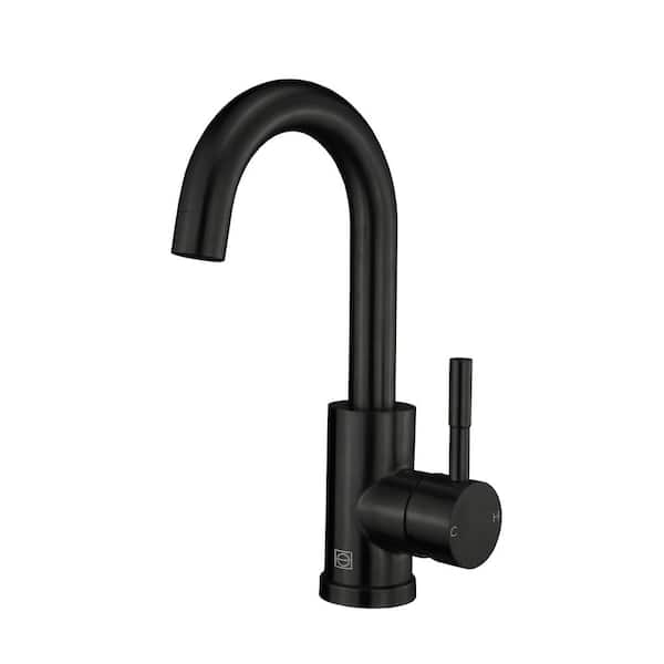 Timeless Home Single Hole Single Handle Bathroom Faucet in Matte Black ...