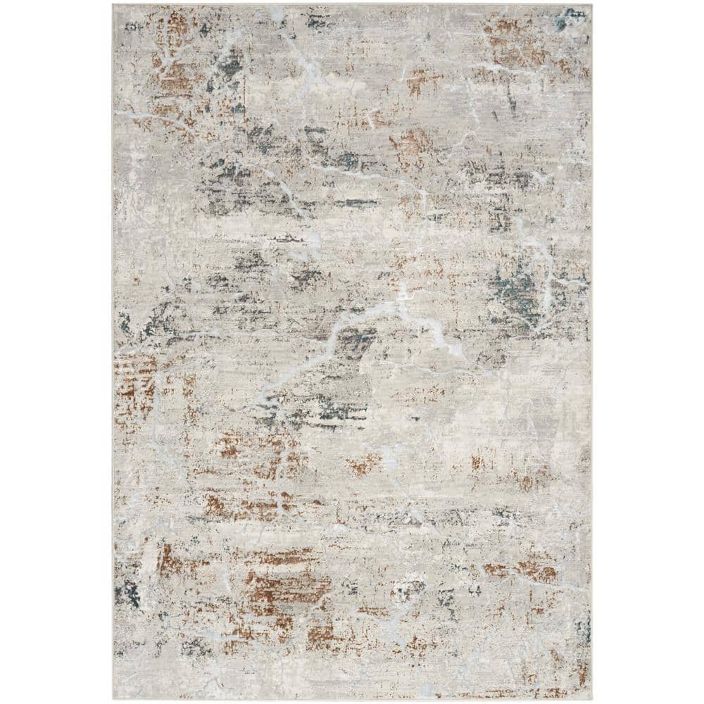 Nourison Glam Grey Multicolor 4 ft. x 6 ft. Abstract Contemporary Area ...