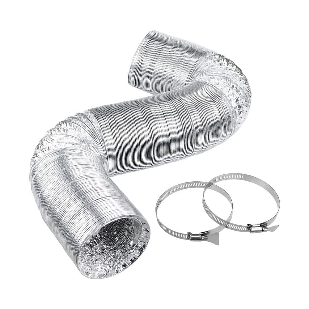 Laybus 4 in. x 10 ft. Silver Dryer Vent Hose Flexible Air Aluminum ...