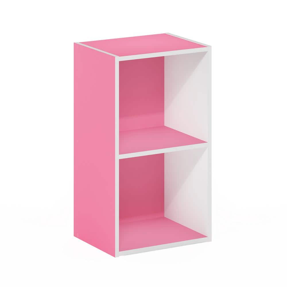 Pasir 21.2 in. Tall Pink/White Wood 2-Shelf Standard Bookcase 21046PIWH ...