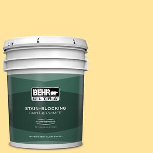 BEHR PREMIUM PLUS 1 qt. #340B-4 Lemon Drops Satin Enamel Exterior Paint ...