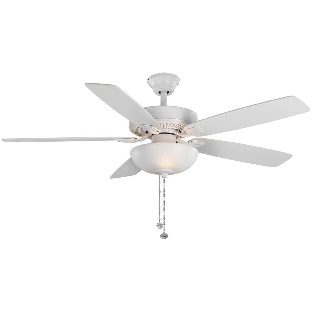 Hampton Bay 52 in. ENERGY STAR Indoor/Outdoor LED Matte White Ceiling ...