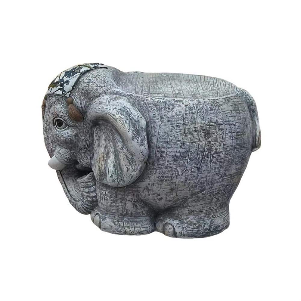 Noble House Jemma Elephant Grey Resin Outdoor Side Table with Flat ...