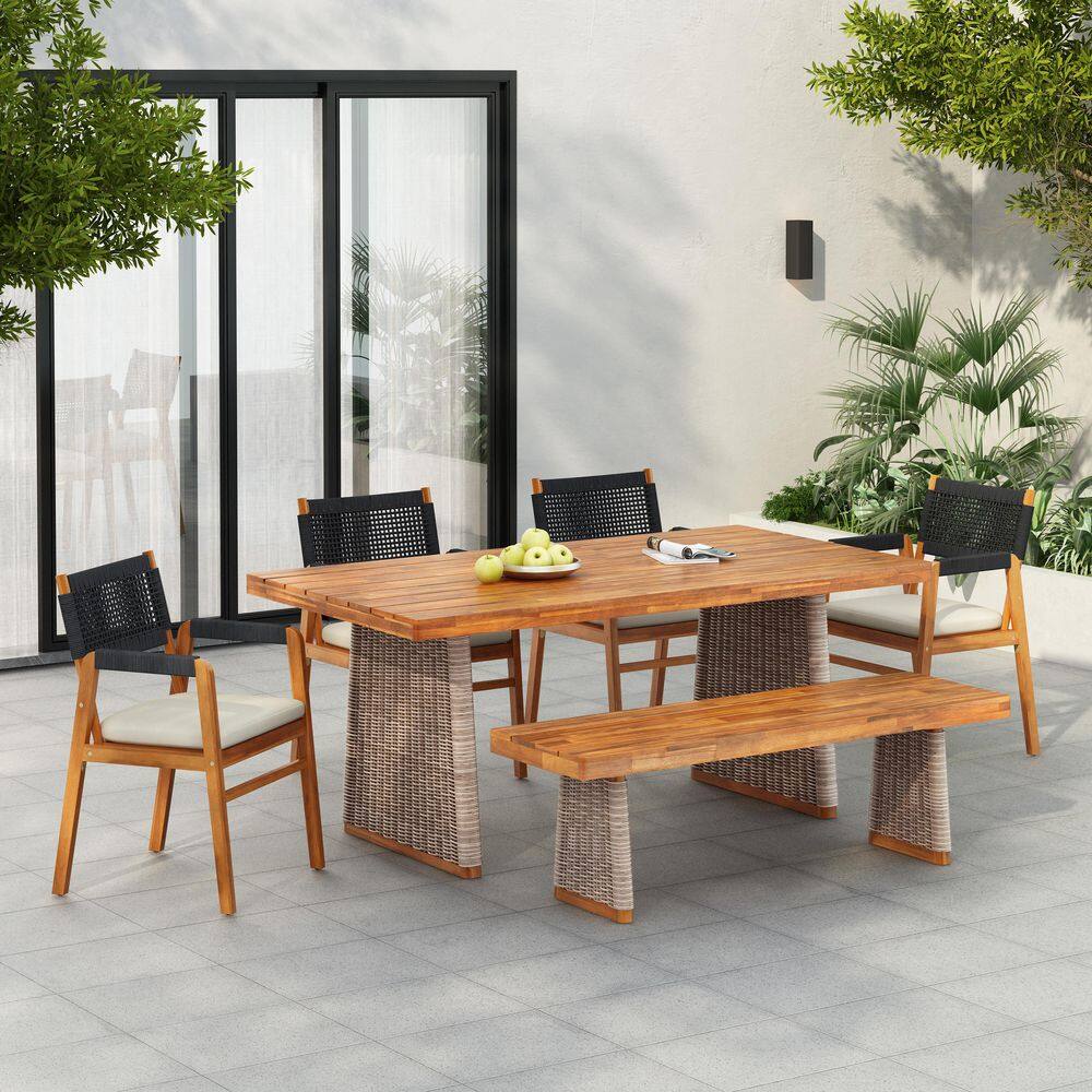 CHRISTOPHER KNIGHT HOME Solari Bohemia Teak Finish 6-Piece Wood, Rope ...