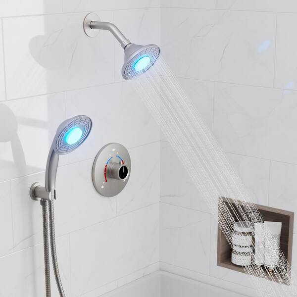 Reviews for CRANACH 2-Spray 5 in. LED 3-Color Dual Shower Head Wall ...