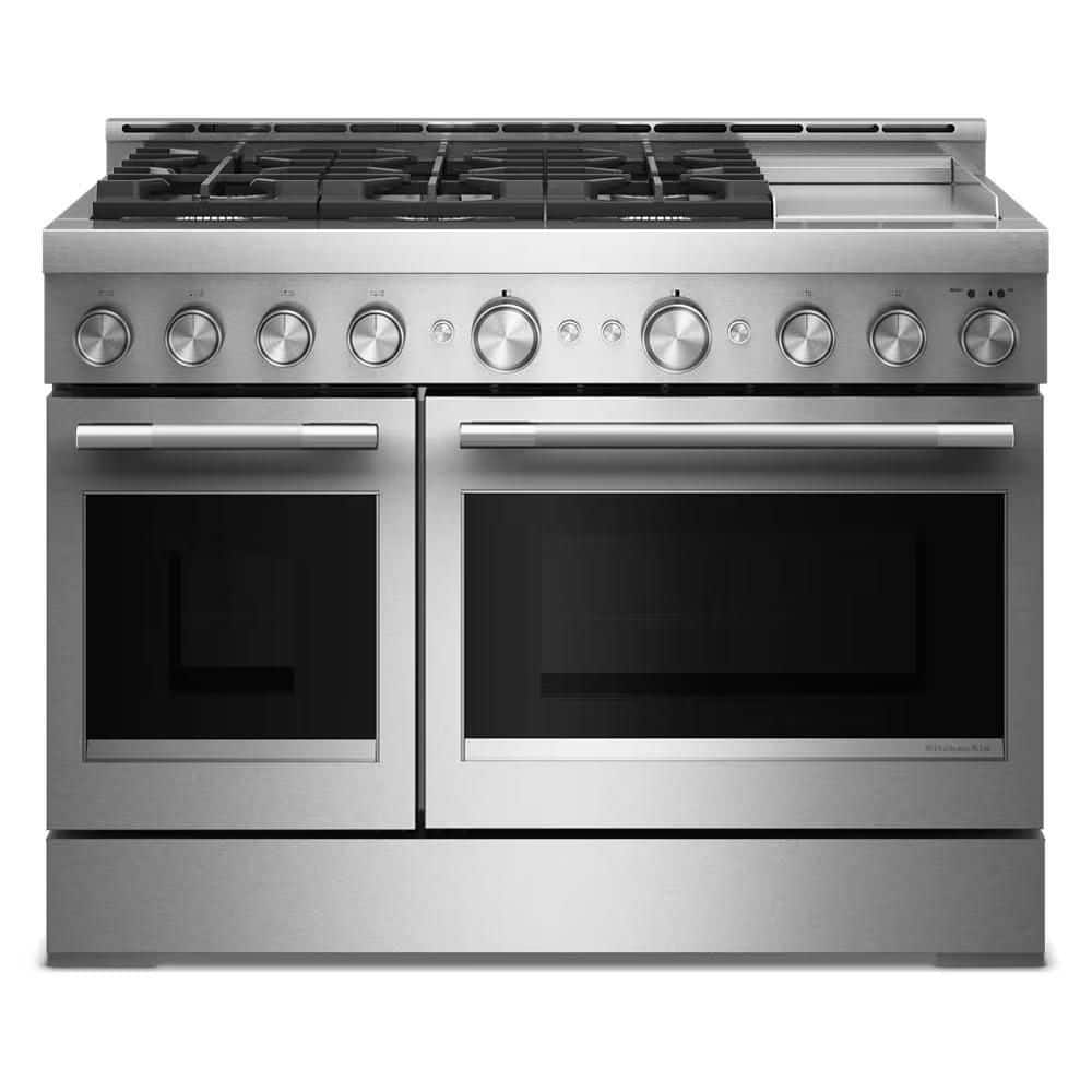 KitchenAid 48 in. 6 Burners Freestanding Commercial Double Oven Gas ...