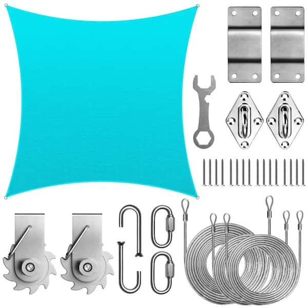 12 ft. x 16 ft. Rectangle Sun Shade Sail with Hardware TAWAL-Turquoise ...
