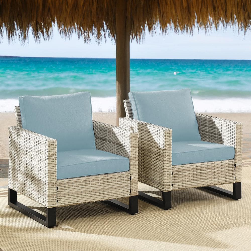 Pocassy LightBeige Wicker Outdoor Patio Lounge Chair with CushionGuard ...
