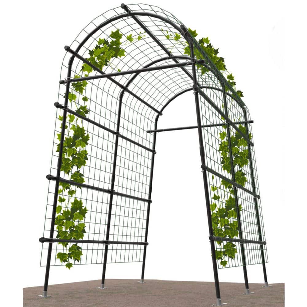 82.7 in. Garden Arch Trellis, Polyethylene-Coated Stainless Steel ...