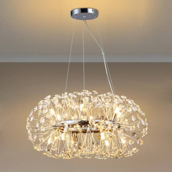 GoYeel 12-Light Wagon Wheel Modern/Contemporary Chrome Glam Round ...