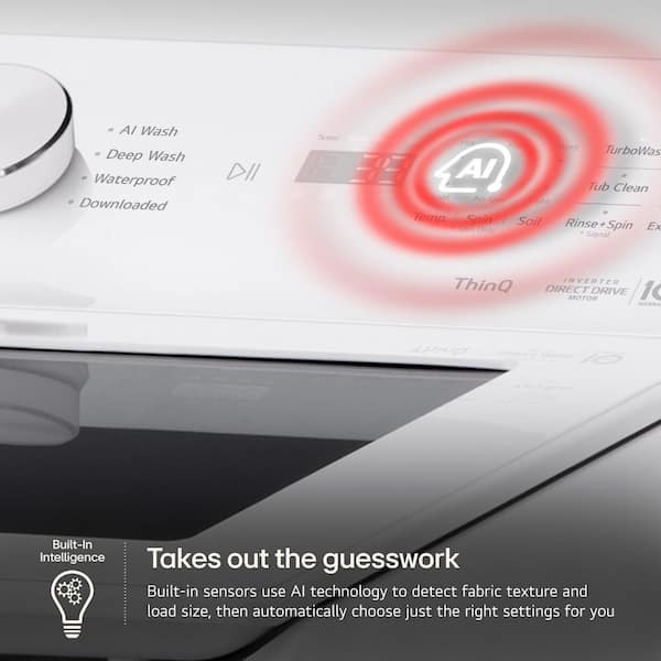 LG 4.8 cu.ft. SMART Top Load Washer in Alpine White with 4-way Agitator ...