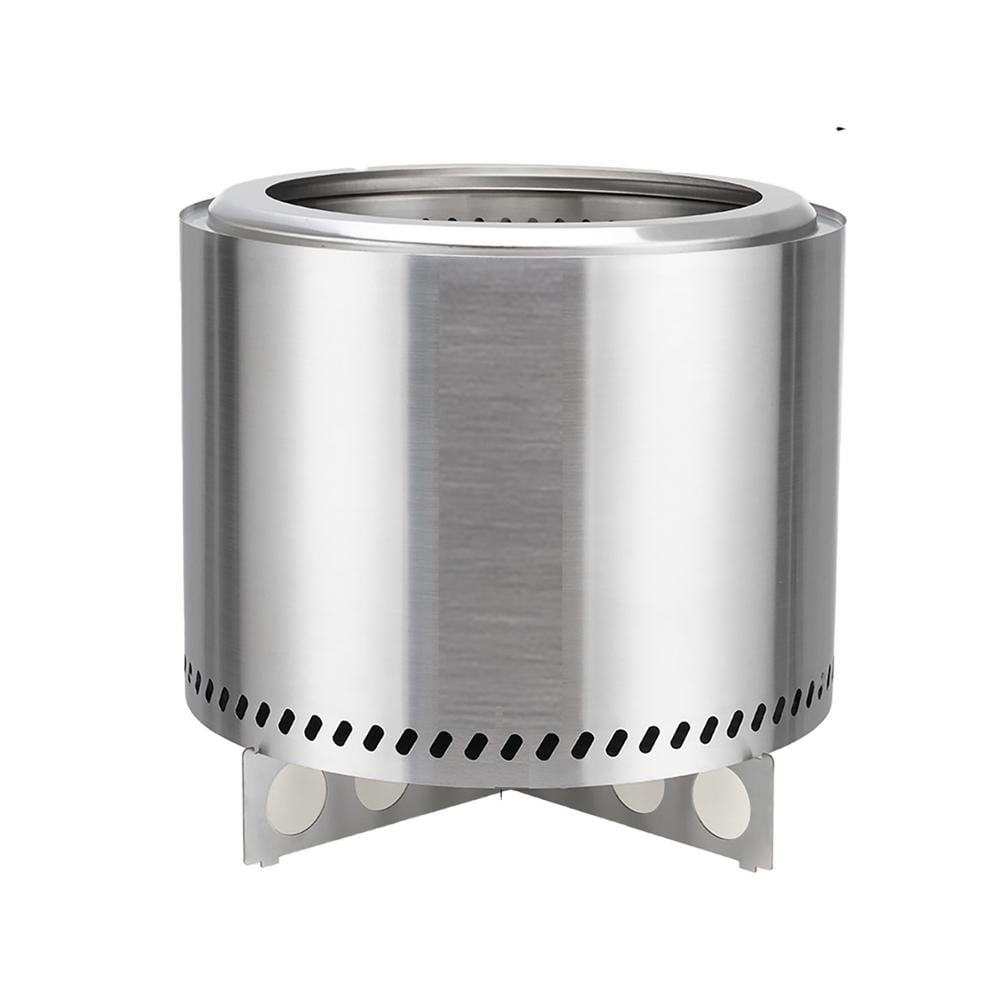 Boosicavelly 19 in. Silver Steel Portable Fire Pit with Flame Ring ...