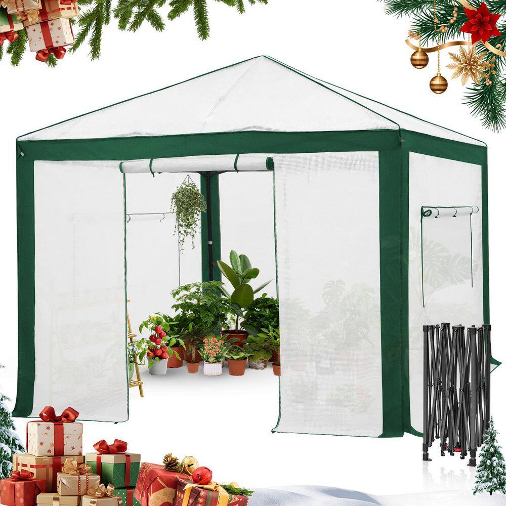 EAGLE PEAK 10 ft. W x 10 ft. D Portable Walk-In Pop-Up Gardening ...