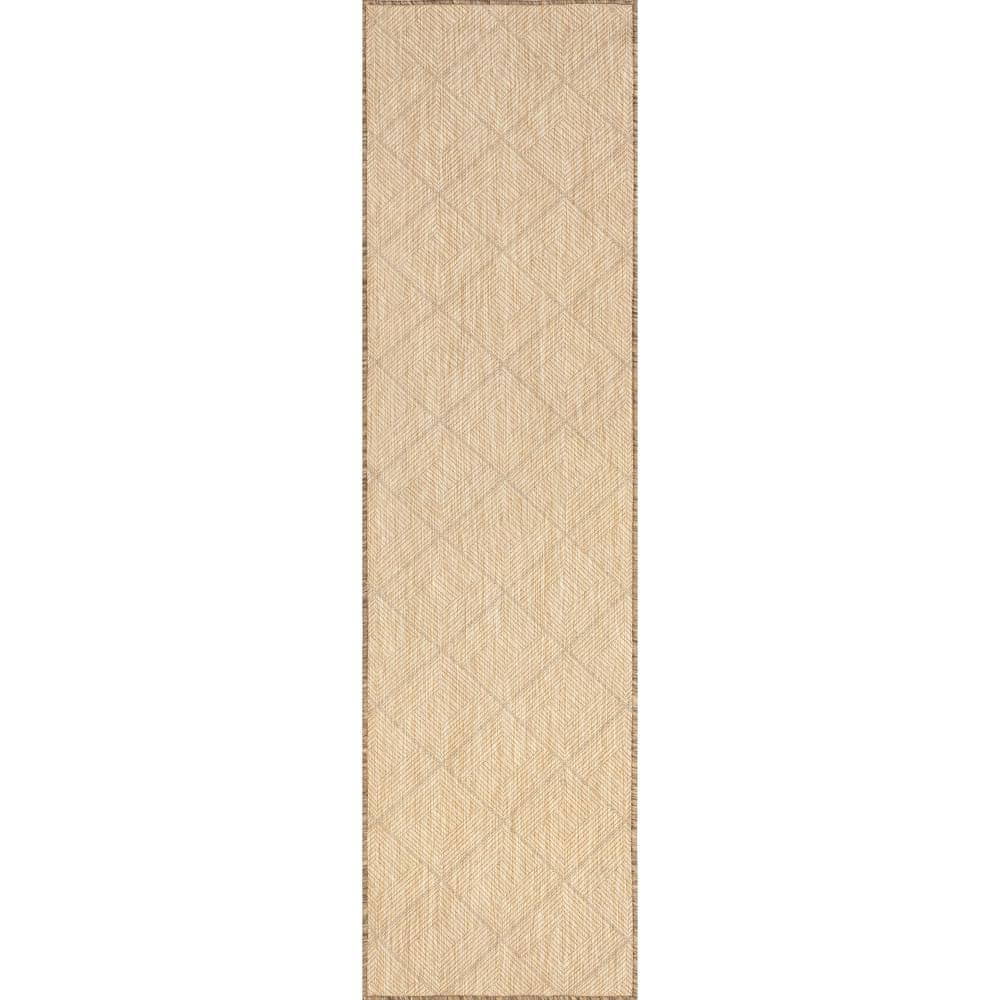 nuLOOM Ray Diamond Natural 2 ft. x 8 ft. Indoor/Outdoor Runner Rug ...
