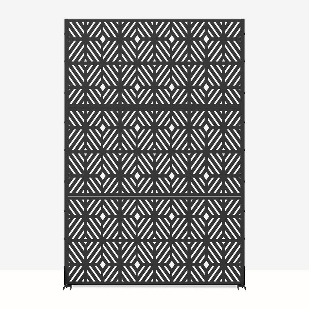 MAYEERTY 1-Piece 72 in. x 47 in. Outdoor Black Metal Privacy Panel ...