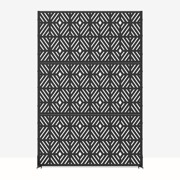 MAYEERTY 1-Piece 72 in. x 47 in. Outdoor Black Metal Privacy Panel ...