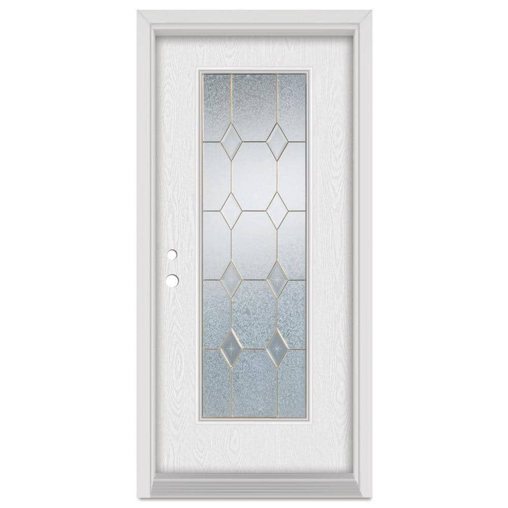 Stanley Doors 36 in. x 80 in. Geometric Right-Hand Brass Finished ...