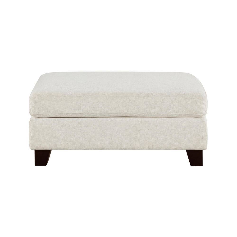 Lazzara Hancock Ivory Textured Fabric Rectangle Ottoman 9490BE-4 - The ...