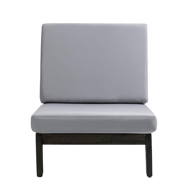 Uixe Acacia Black Wood Removable Cushions Wood Outdoor Club Chair with ...