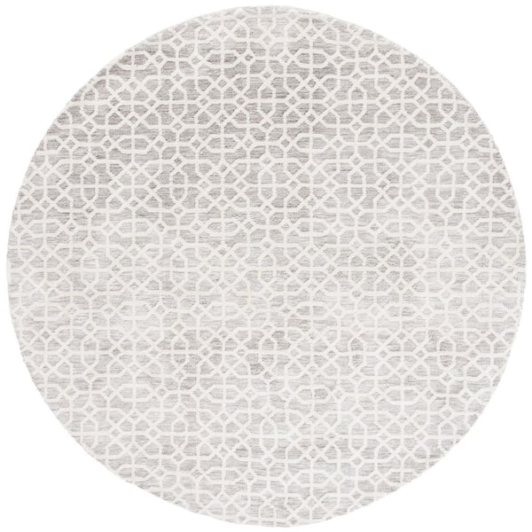 SAFAVIEH Audrey 6 ft. x 6 ft. Light Gray/Beige Classic Textured Round ...