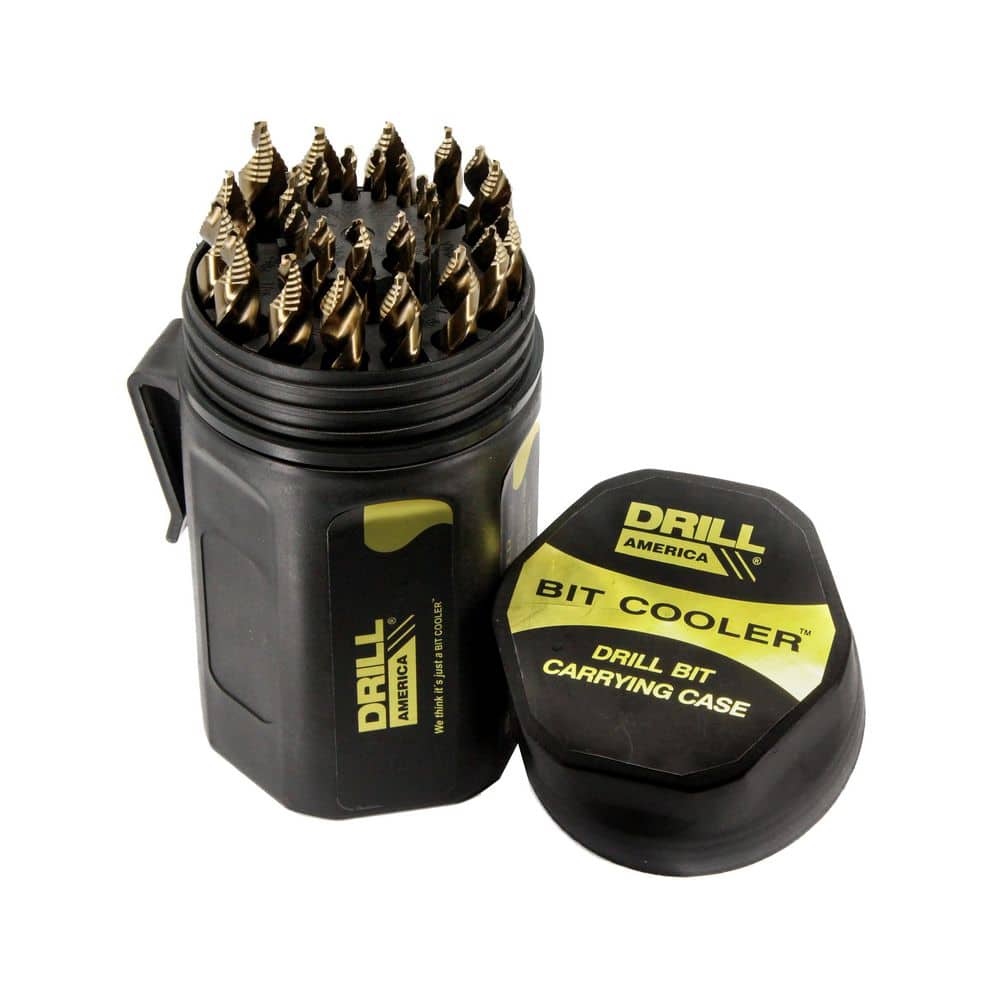 Drill America 29-Piece Cobalt Stepped Point Drill Bit Set in Round Case ...