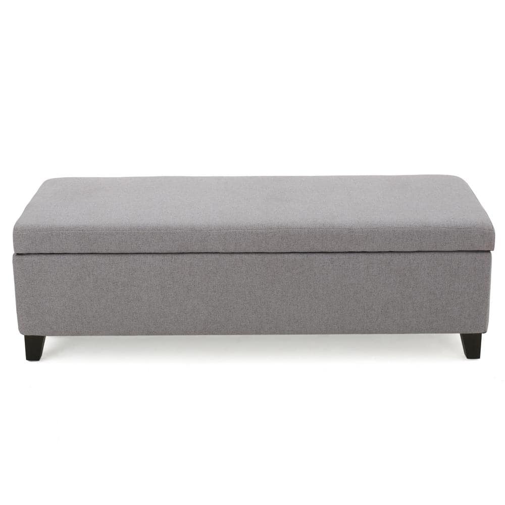 Noble House Gable Light Gray Fabric Storage Bench 10724 - The Home Depot