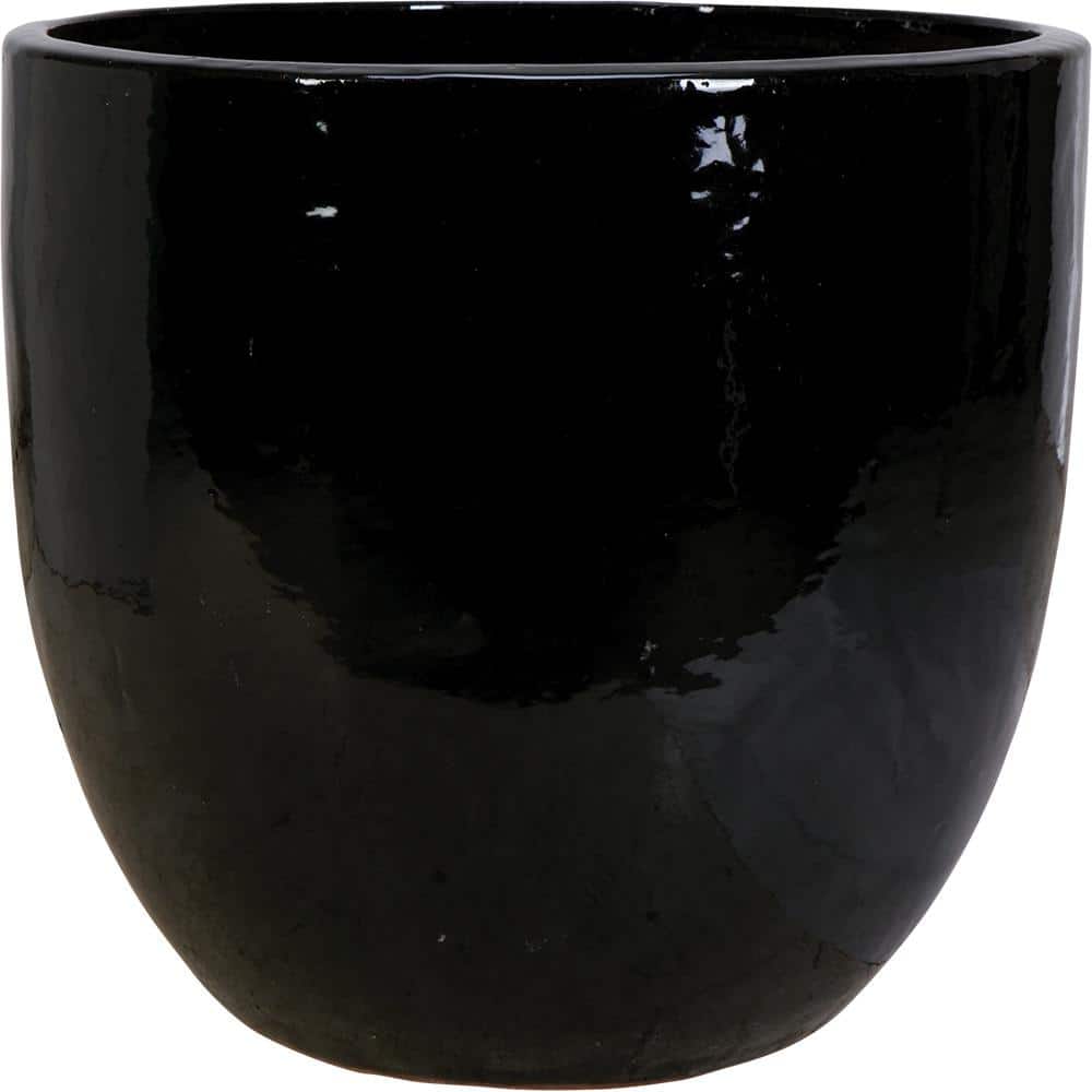 14 in. Black Ceramic Pika Pot GGC-091C-BK - The Home Depot
