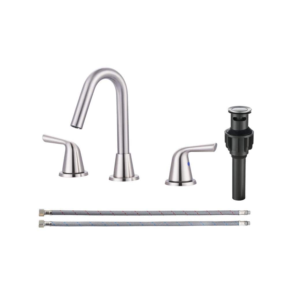 AVITAS 8 in. Widespread Double Handle Bathroom Faucet with Drain Kit ...