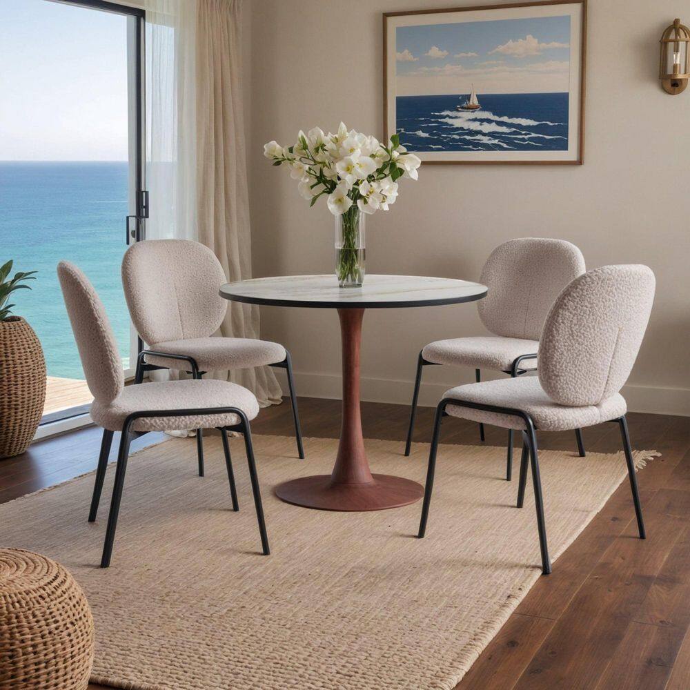Leisuremod Bristol Round Modern Dining Table 27 in. MDF Wood Tabletop ...